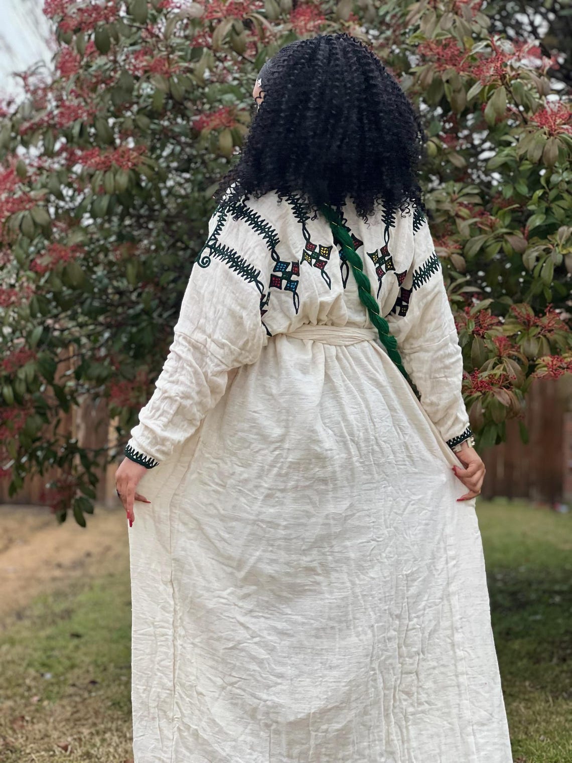 Gondar Fetil • Ethiopian Gondar Amhara White Single Embroidery Dress ...