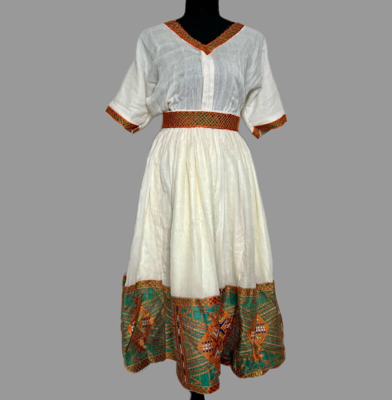 Ethiopian Menen Fabric Elegant Green Tibeb Short Dress - Etsy