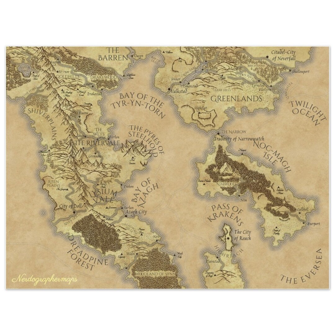 Fantasy Map of Tyr-n-torn Duchy Physical Poster - Etsy