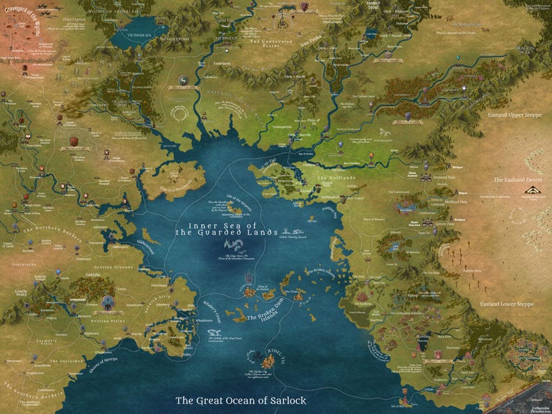Fantasty Map the Guarded Lands - Etsy