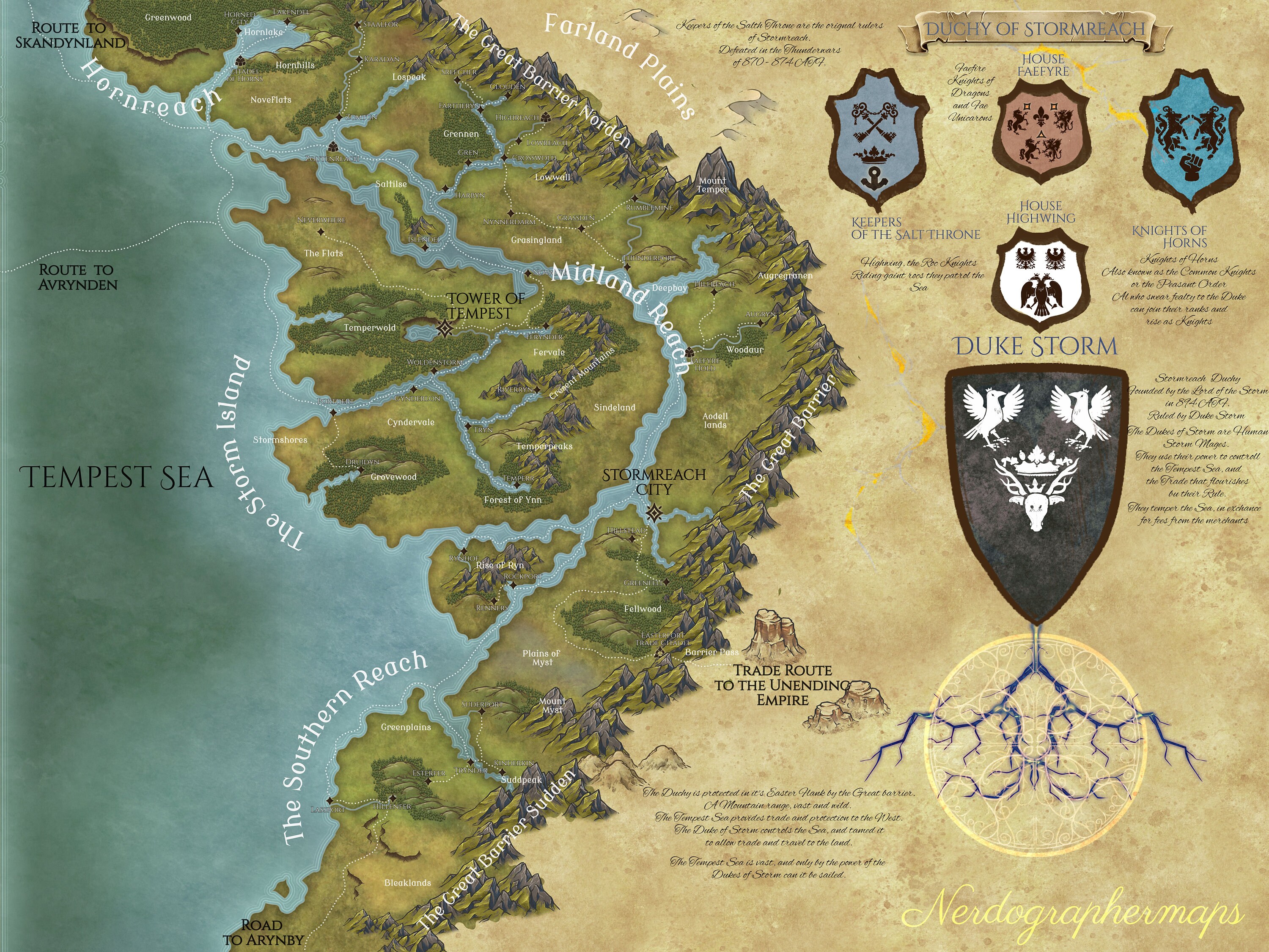 Fantasy Land Map With Lore Section and Heraldies - Etsy