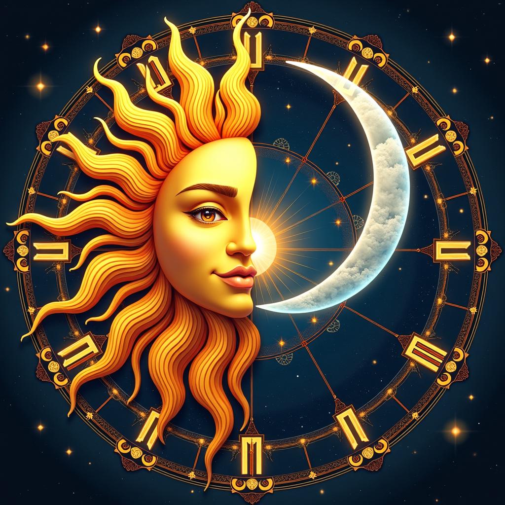Celestial Sun and Moon Astrology Art Print, Zodiac Sign Wall Decor - Etsy