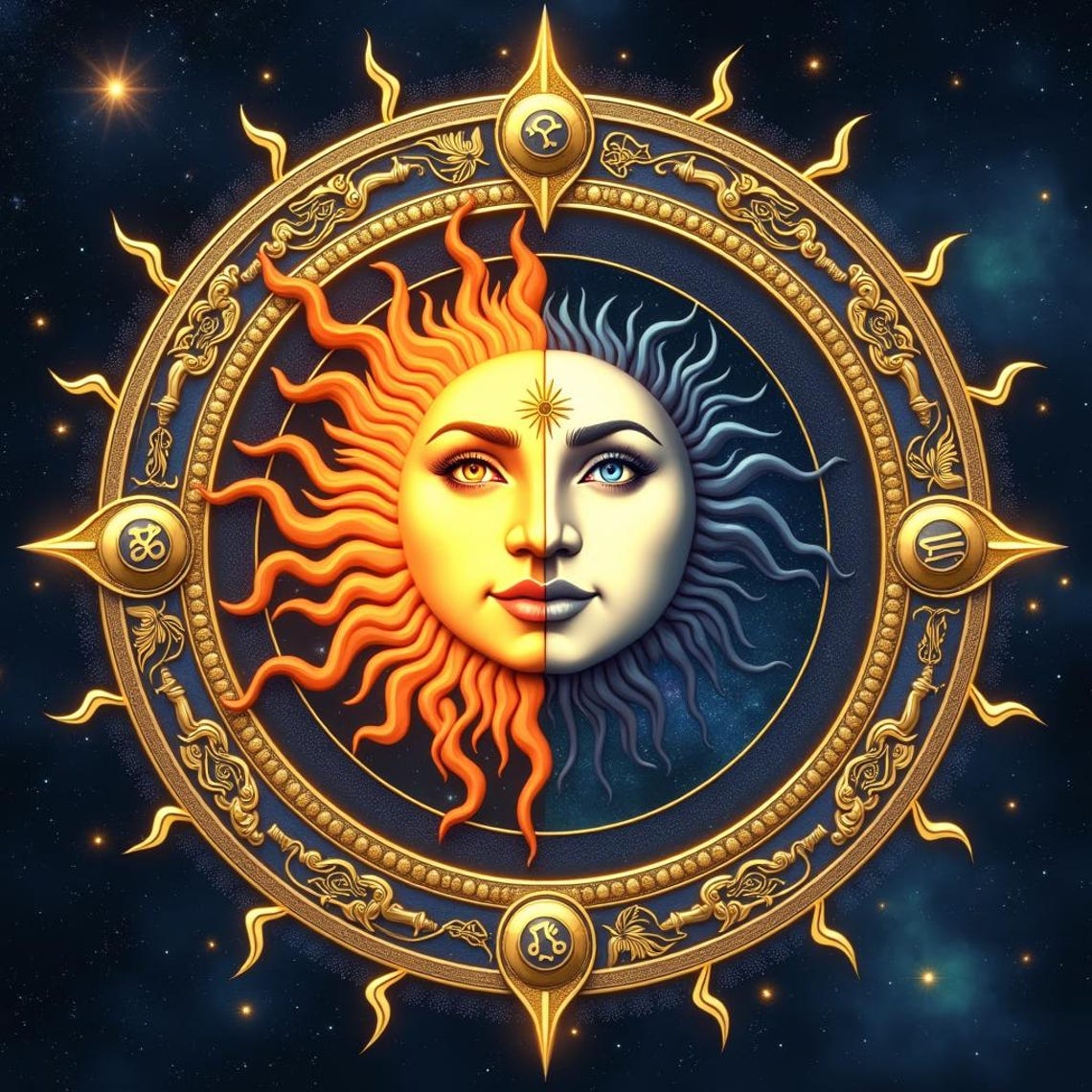 Celestial Sun and Moon Astrology Art Print, Zodiac Sign Wall Decor - Etsy
