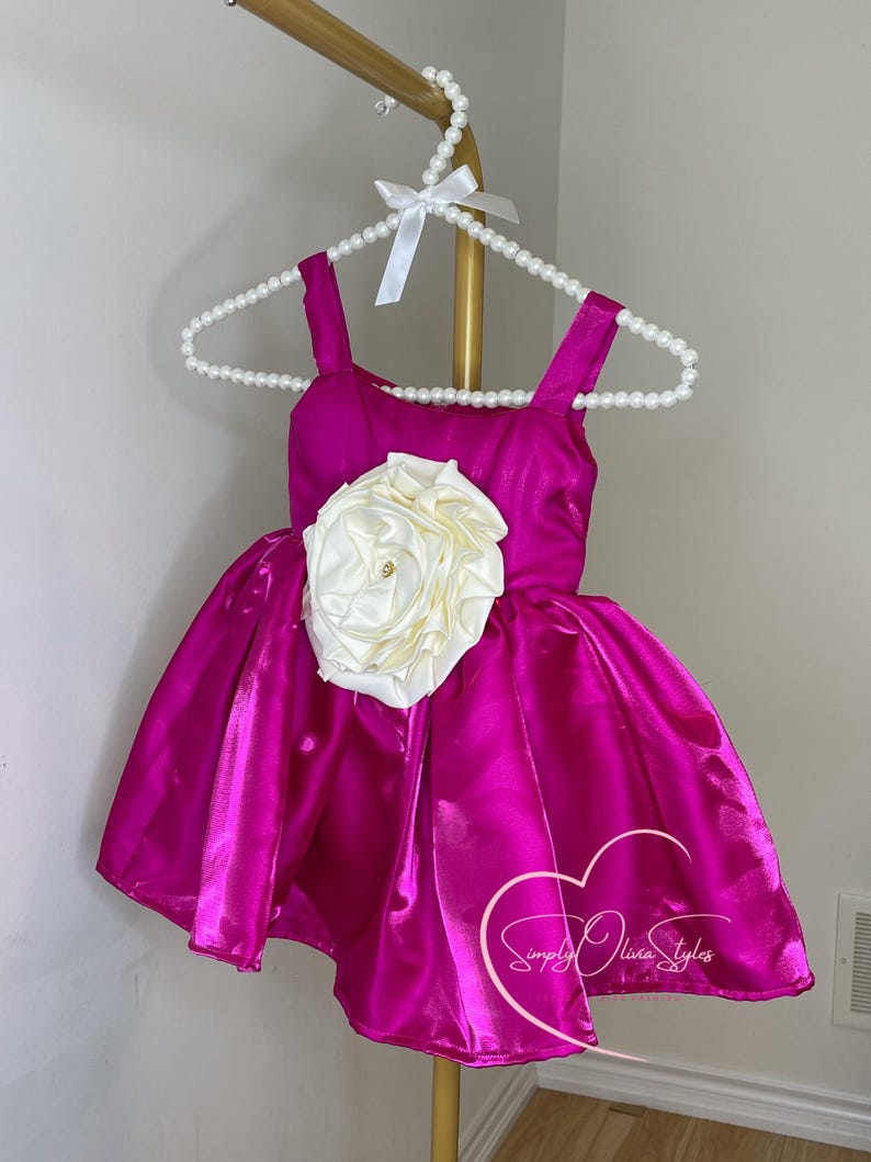 Rose Pink Dress With a Cream Rosette. - Etsy