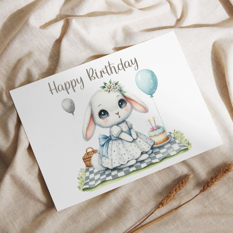 Happy Birthday Bunny Clipart, Birthday Watercolor Clipart, Cute Bunny ...