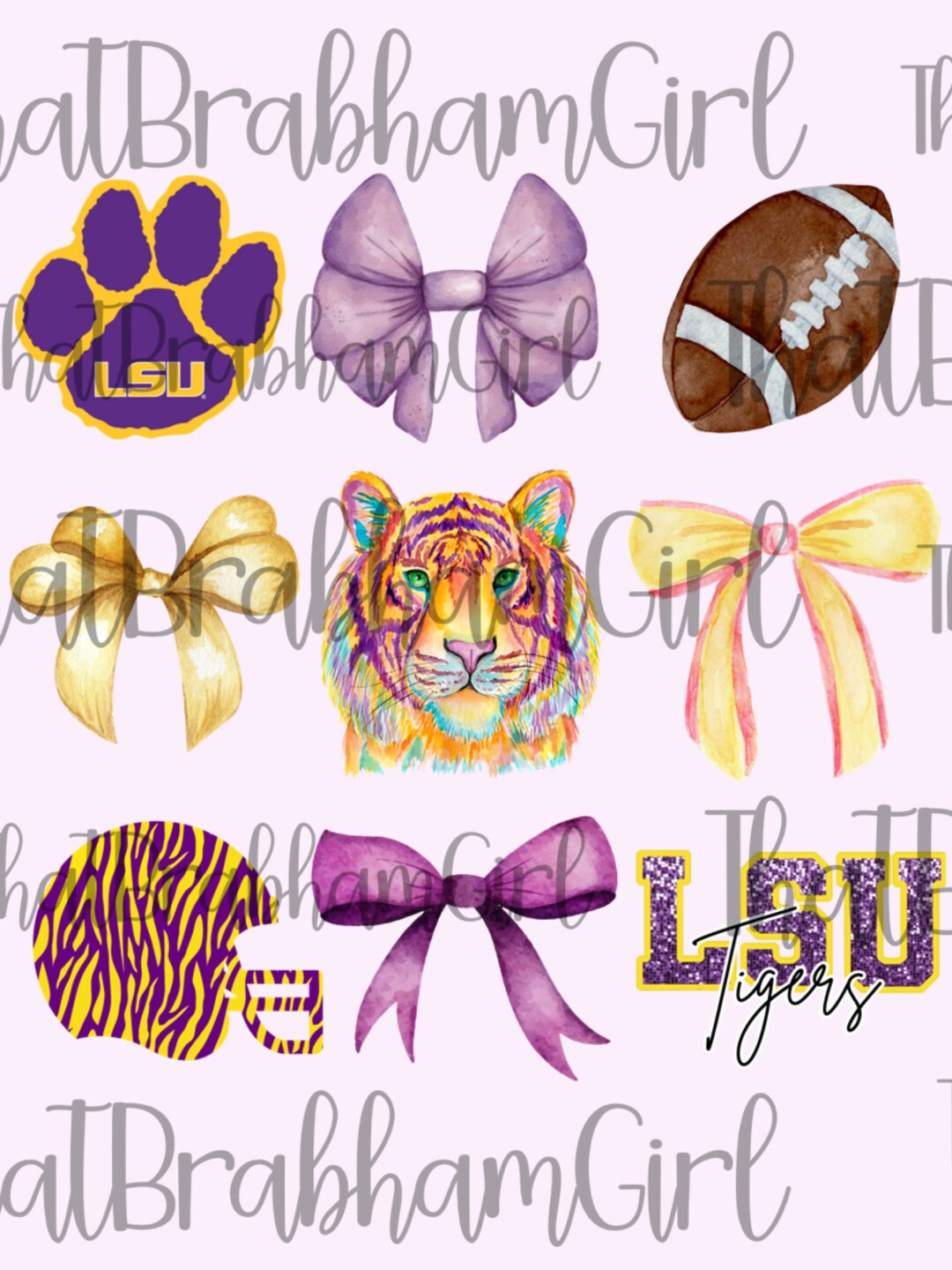 LSU Tigers and Bows PNG - Etsy