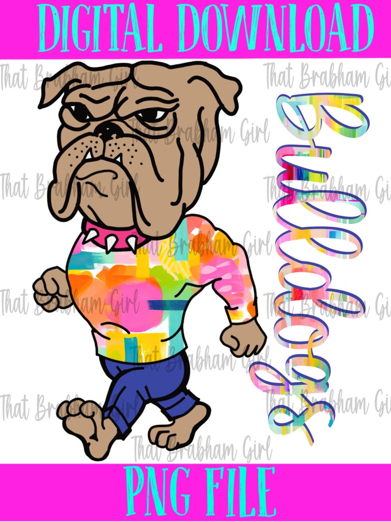Preppy Bulldog Mascot PNG - Etsy