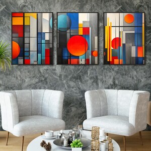 Circle Line Wall Art, Set of 3 Wall Art, Geometric Wall Art, Abstract ...