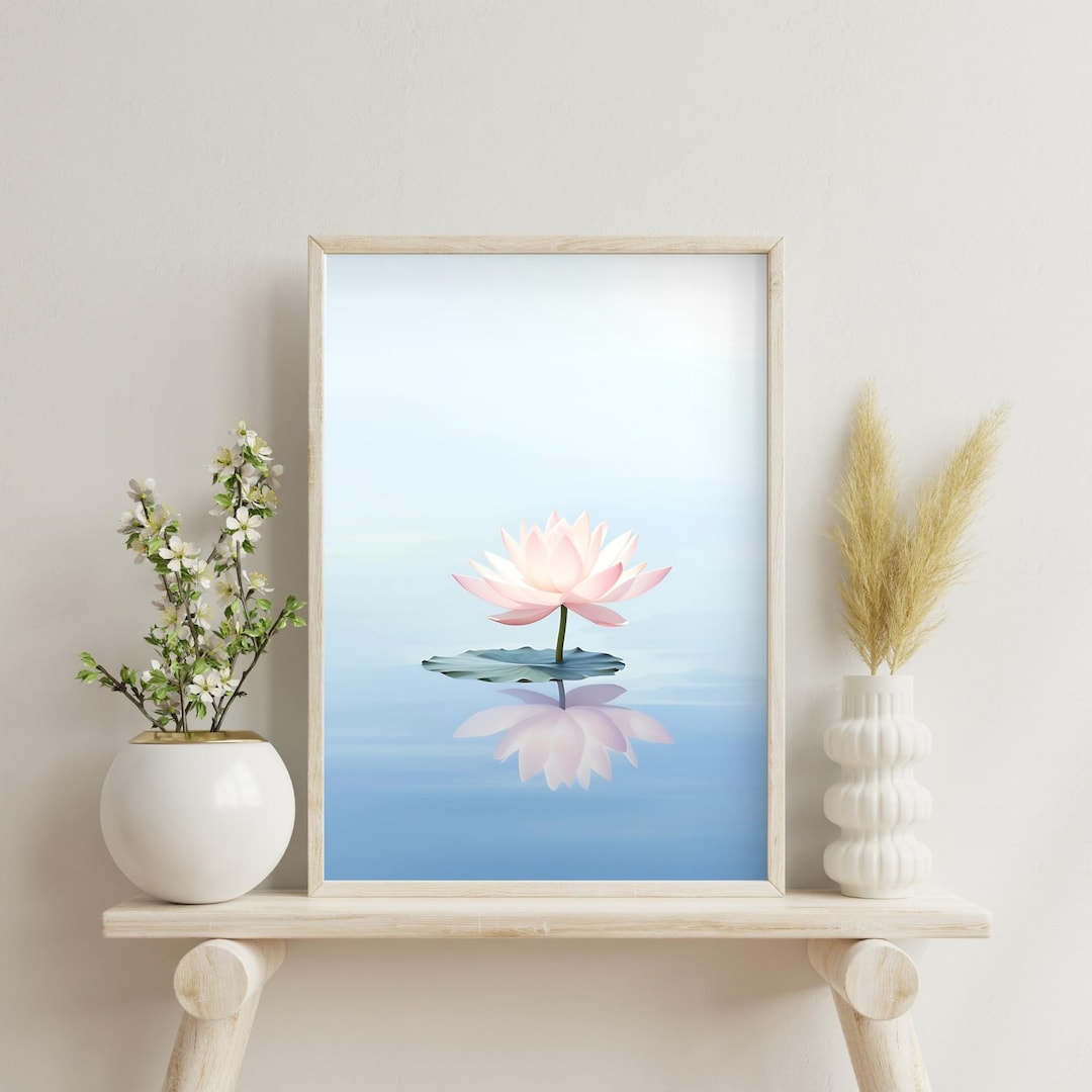 Pink Lotus Printable Wall Art, Lotus Flower Wall Art Print, Pink Flower ...