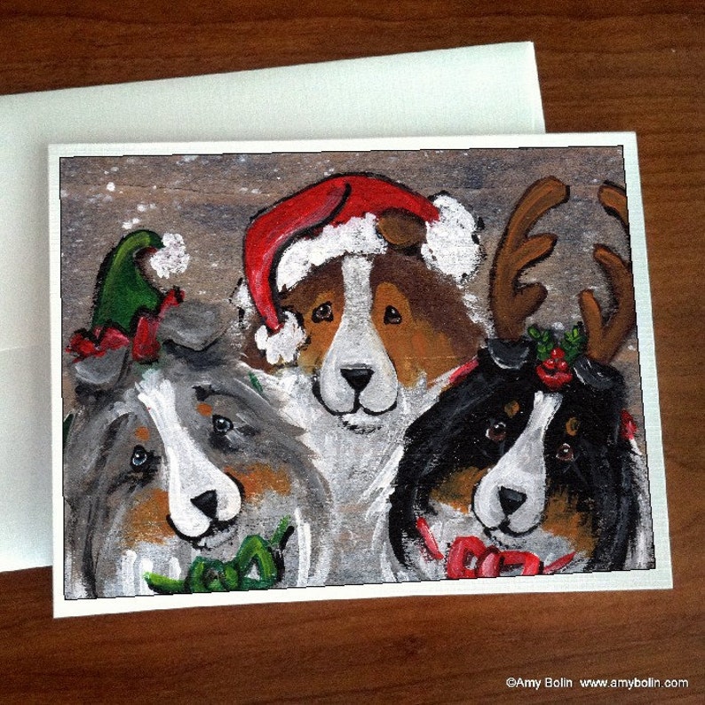 Sable Tri Color Blue Merle Shelties christmas - Etsy