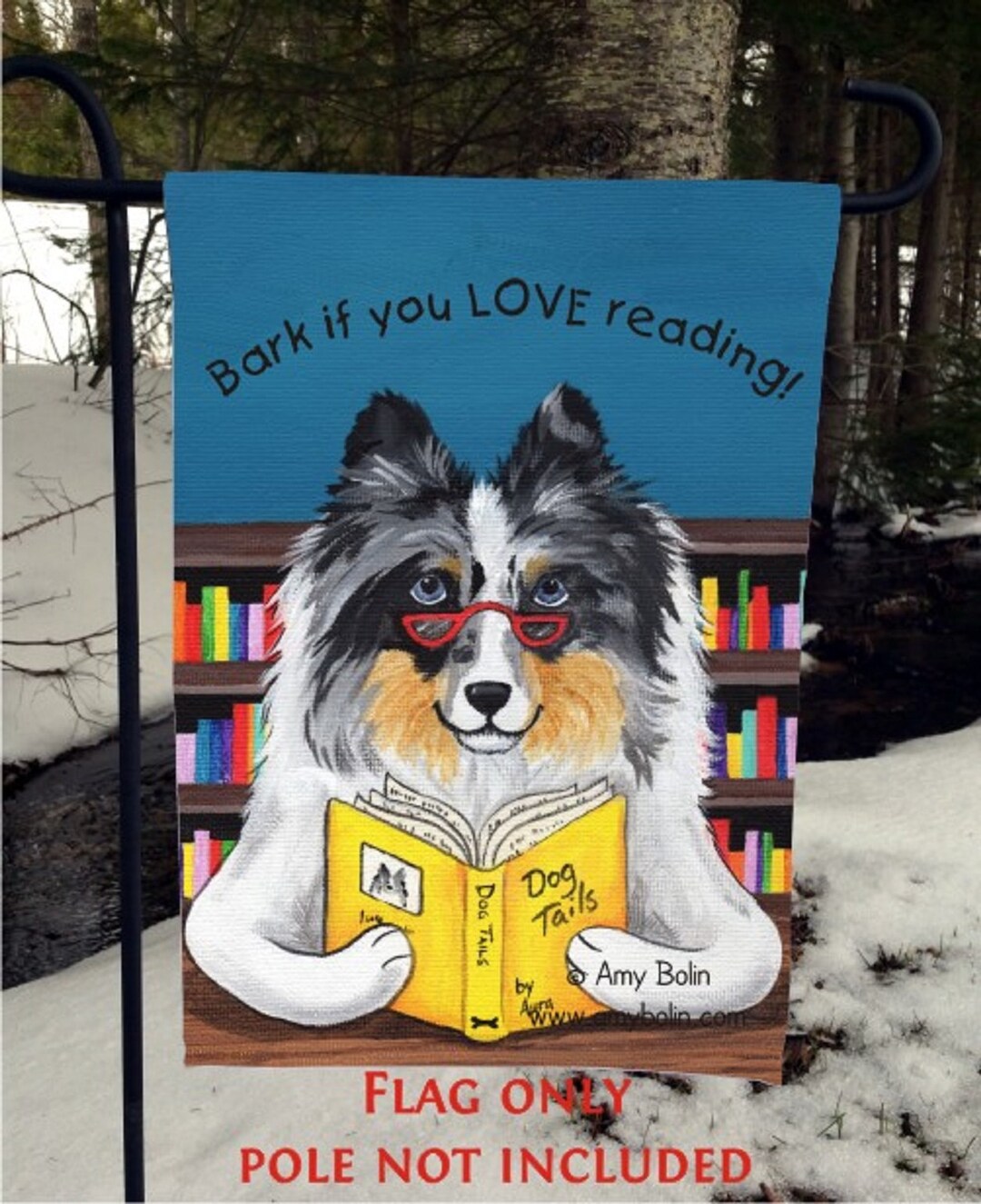 Blue Merle Sheltie (2 Blue Eyes) "dog Tails Vol 5" Garden Flag by Amy ...