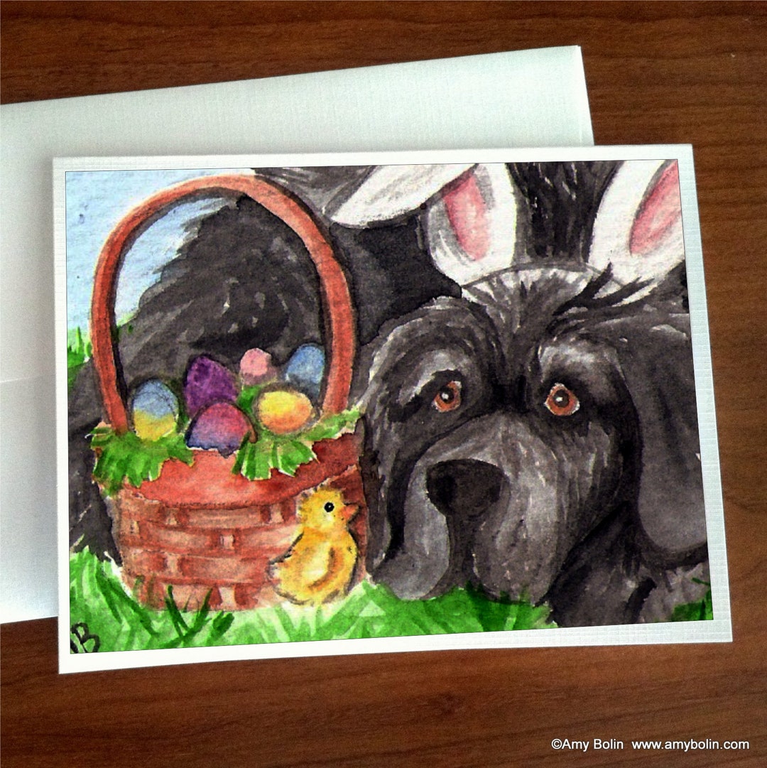 Black Newfoundland "easter Newf" NOTE CARDS by Amy Bolin With Option to ...