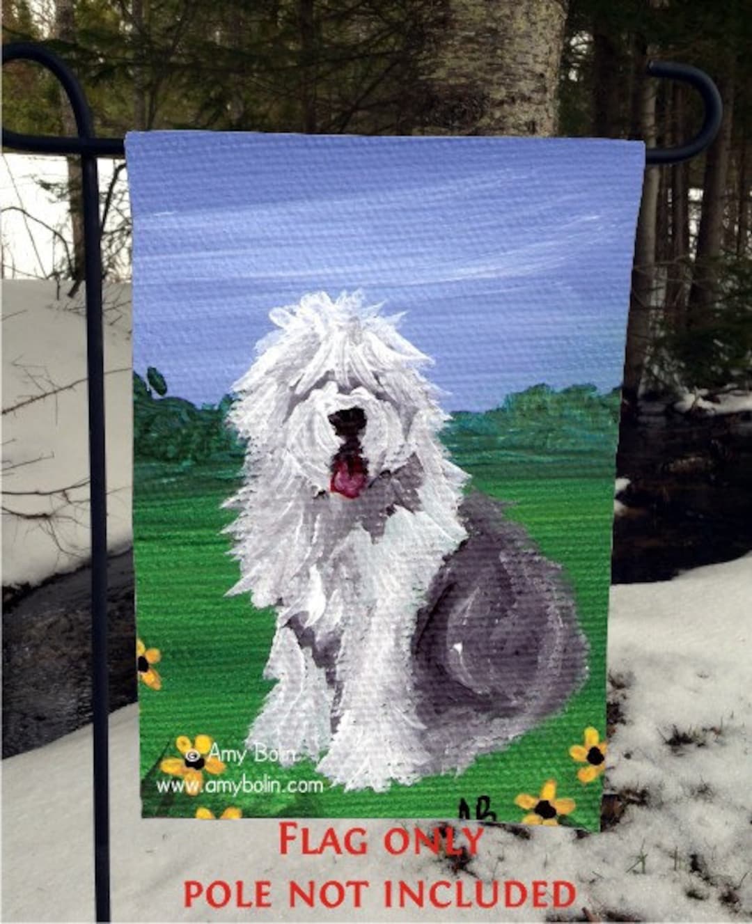 Old English Sheepdog "summer" Garden Flag by Amy Bolin - Etsy