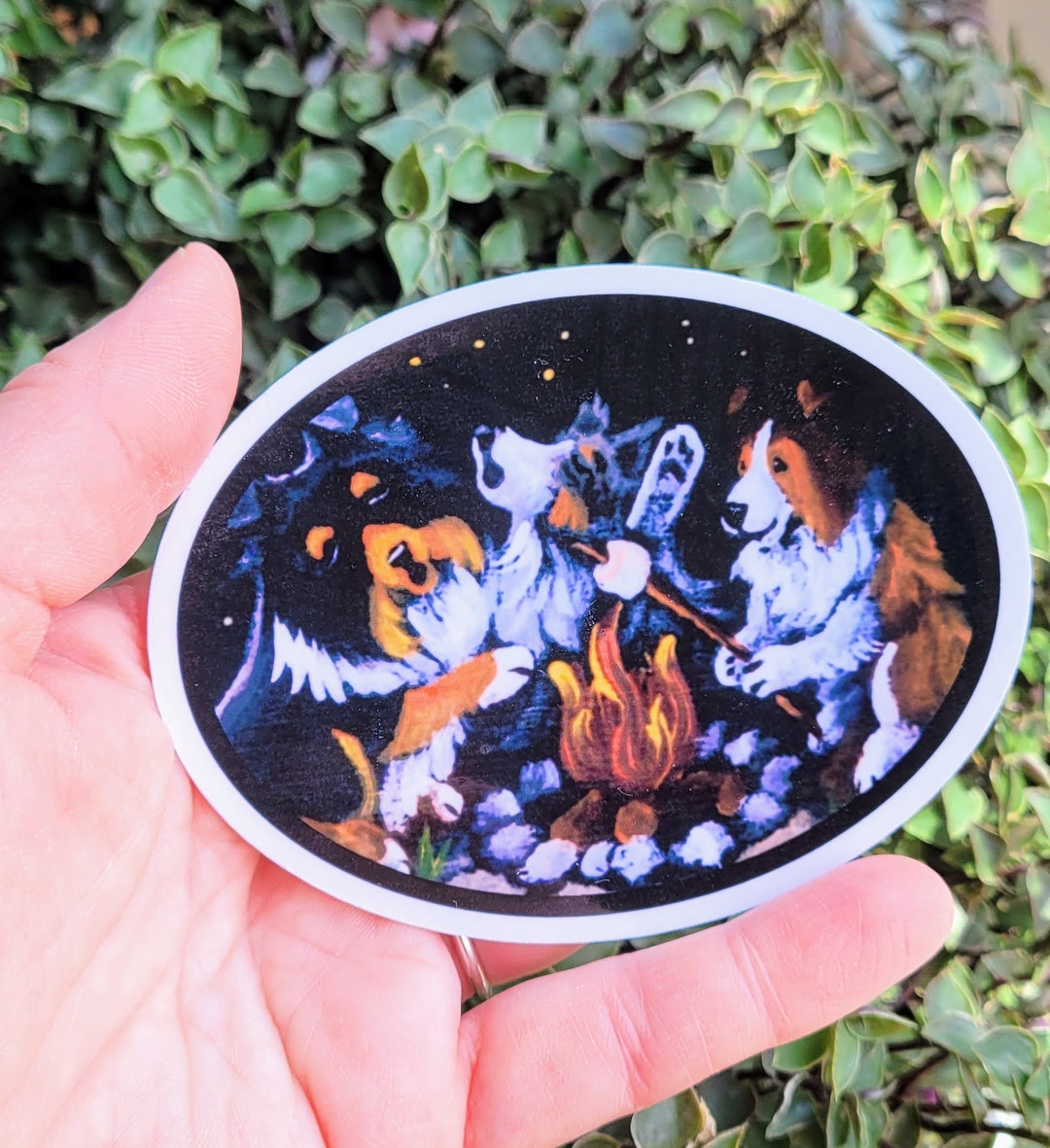 Shelties Around the Campfire Water-resistant Vinyl Sticker Blue Merle ...