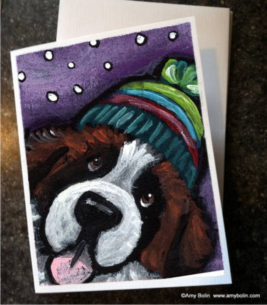 Saint Bernard Dog "snowy Weather" NOTE CARDS by Amy Bolin With Option ...