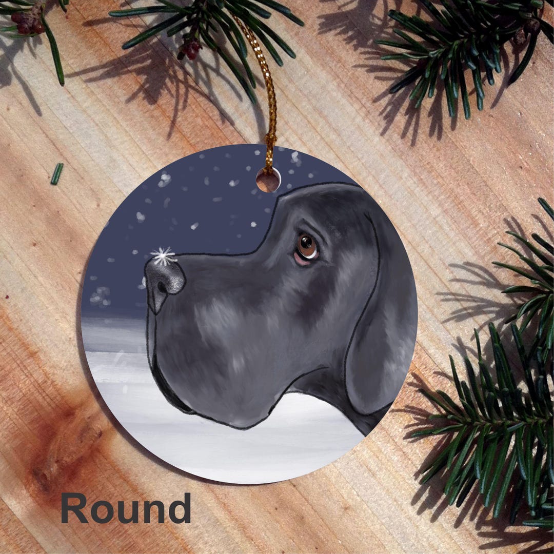 Blue Great Dane "catching Snowflakes" Double-sided Ceramic Christmas ...
