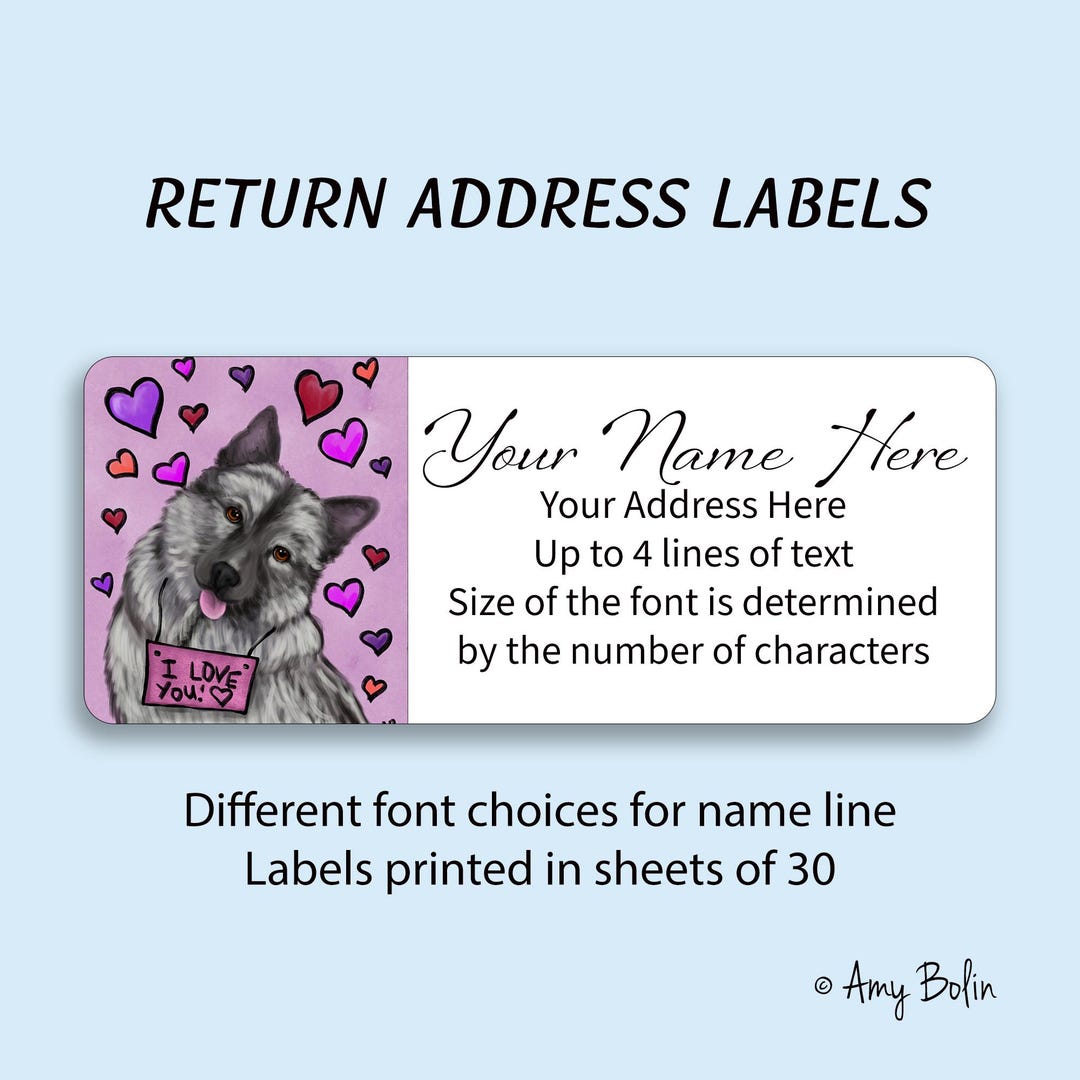 Norwegian Elkhound "valentine Kisses" Return Address Labels 30 per ...
