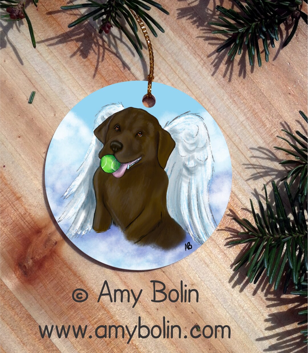 Chocolate Labrador Retriever "playful Angel" Double Sided Ceramic Oval ...