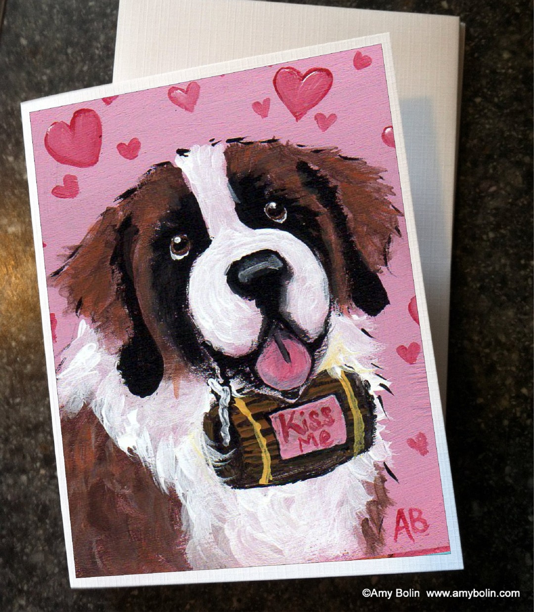 Saint Bernard Dog "valentine Kisses" NOTE CARDS by Amy Bolin With ...