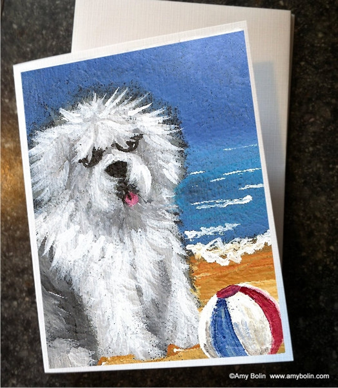 Old English Sheepdog "beach Bum" NOTE CARDS by Amy Bolin With Option to ...