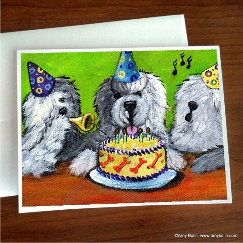 Old English Sheepdog happy Birthday to You NOTE | Etsy