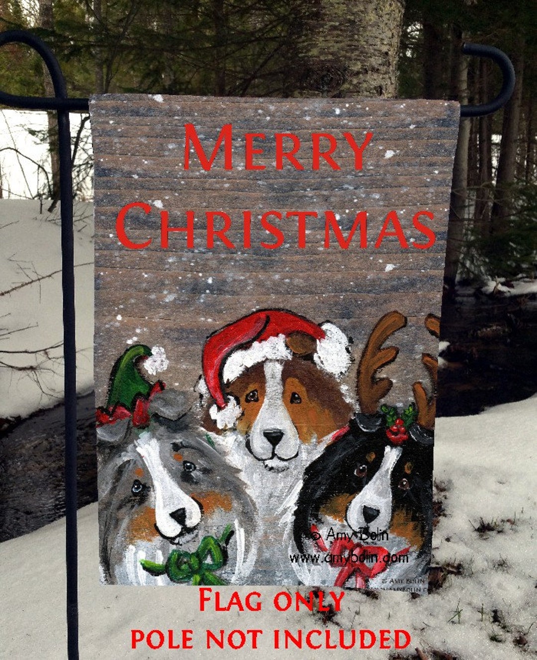 Blue Merle, Sable, Tri Color Shelties "christmas Buddies" Garden Flag ...