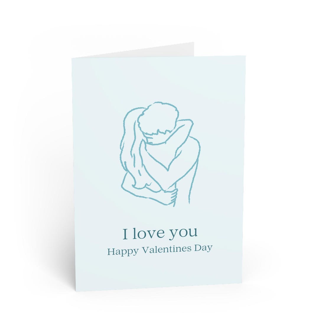 Blue Happy Valentines Day Card - Etsy