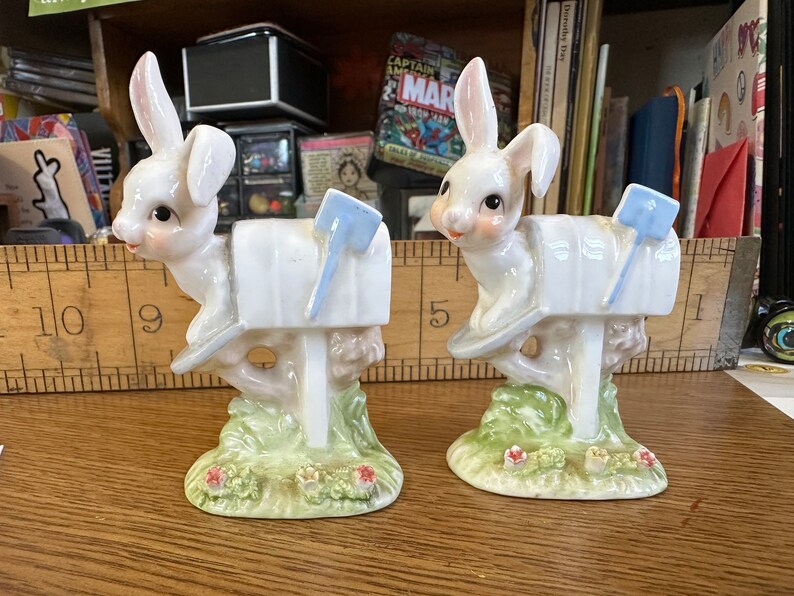 Vintage Enesco Mailbox Bunnies - Etsy