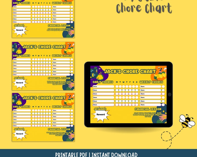Editable Kids Chore Charts, Reward, Allowance, Screen Time, School ...