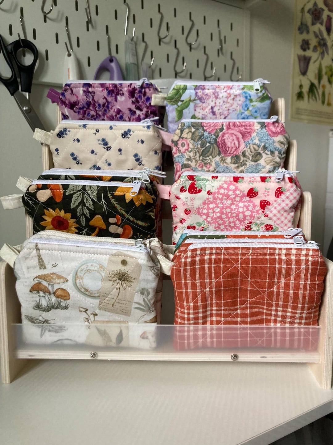 Mini Wallet | Quilted Zipper Pouch Card Holder | Keychain Wristlet ...