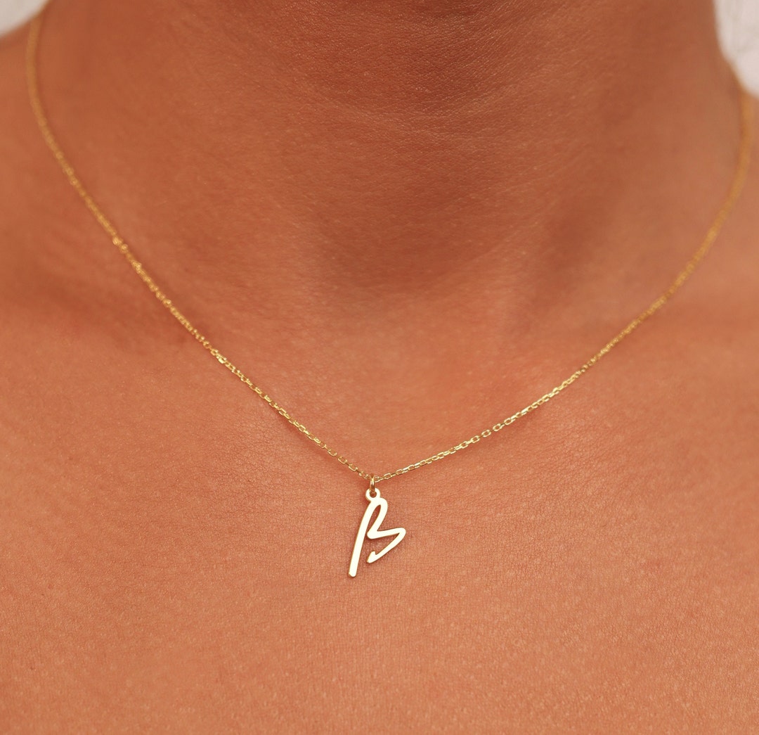 Personalized Script Letter Necklace-dainty Initial Letter Necklace ...