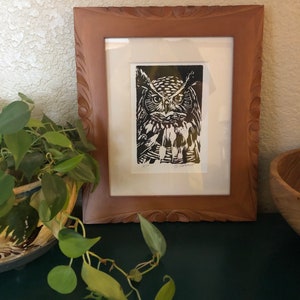 Hand Printed Linocut Owl, Block Print, Original, Owl Lover, Black and ...