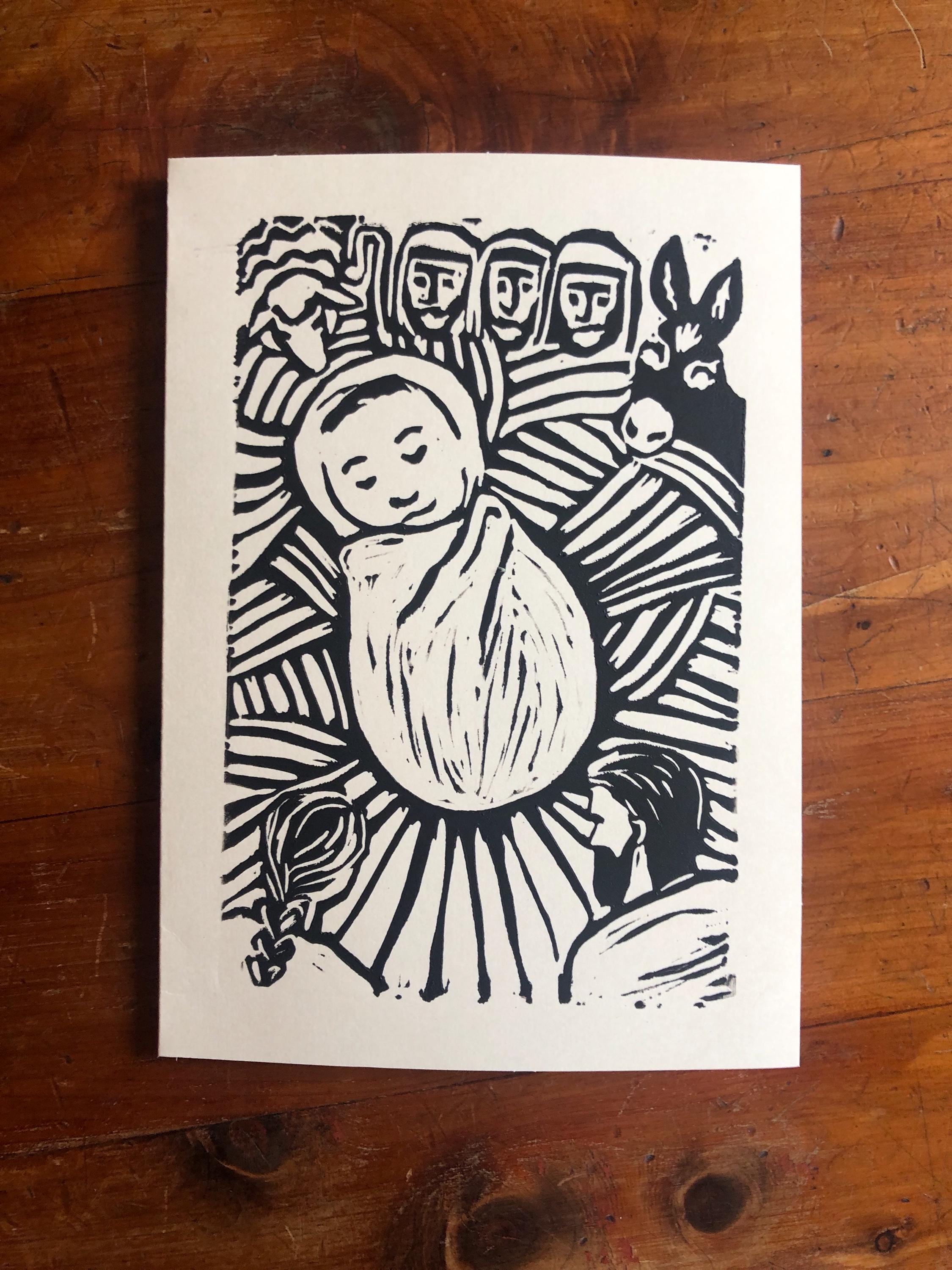 Nativity/ Birth of Jesus Christmas Card Christmas Card Set of 4 Block ...