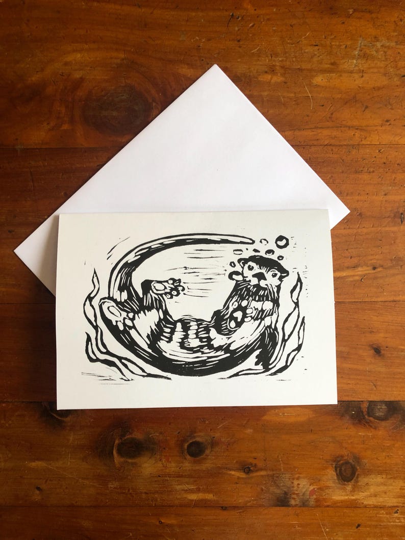 Otter Card Block Printed Otter Lover Card Get Well Feel Better Just ...