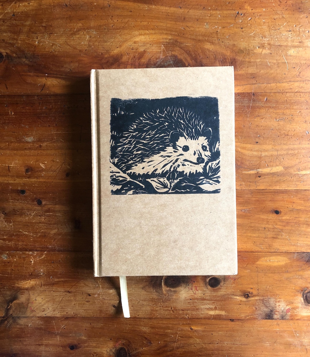 Hardcover Hedgehog Journal Notebook Hand Linocut Printed Writers Gift ...