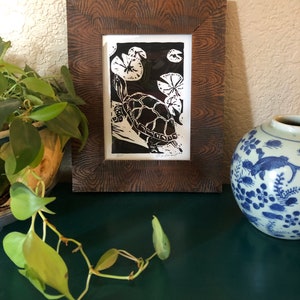Turtle Art Block Print Original Art Turtle Lover Black and White Art ...