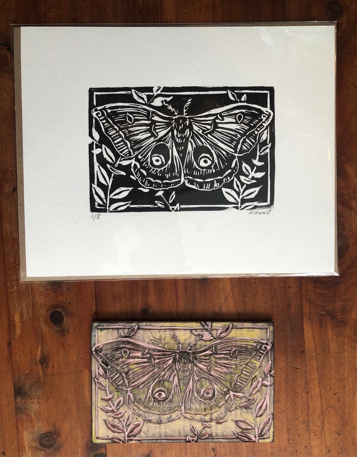 Hand Printed Linocut Black Moth, Block Print, Original, Moth Lover ...