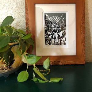 Hand Printed Linocut Owl, Block Print, Original, Owl Lover, Black and ...