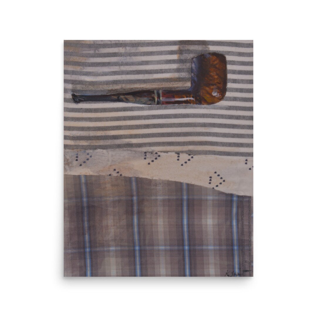 Billiard Pipe Art Print, Collage Art, Grandpa Chic, Unique Art, Father ...