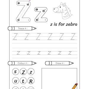 26 Printable Alphabet Letters Worksheets A-Z, Preschool, Kindergarten ...