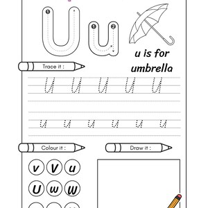 26 Printable Alphabet Letters Worksheets A-Z, Preschool, Kindergarten ...