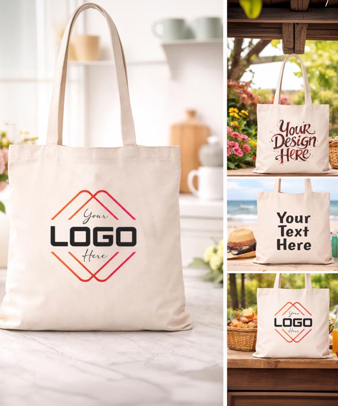 Cotton Canvas Tote Bag Custom Logo Tote Bags, Bulk Reusable Cotton Bag ...