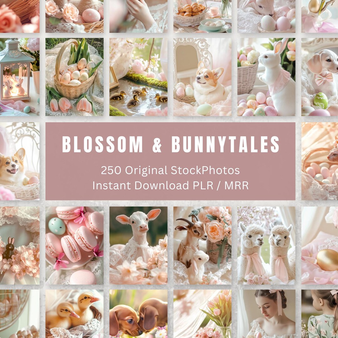 PLR Blossom and Bunny Tales - 250 Pastel Easter Images - Exclusively From Marketing Visuals - Etsy
