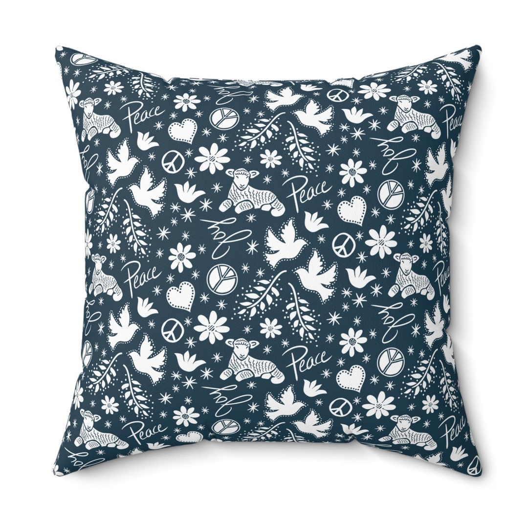 Peace Symbols Pillow, Throw Cushion for Christmas Decor, Festive ...