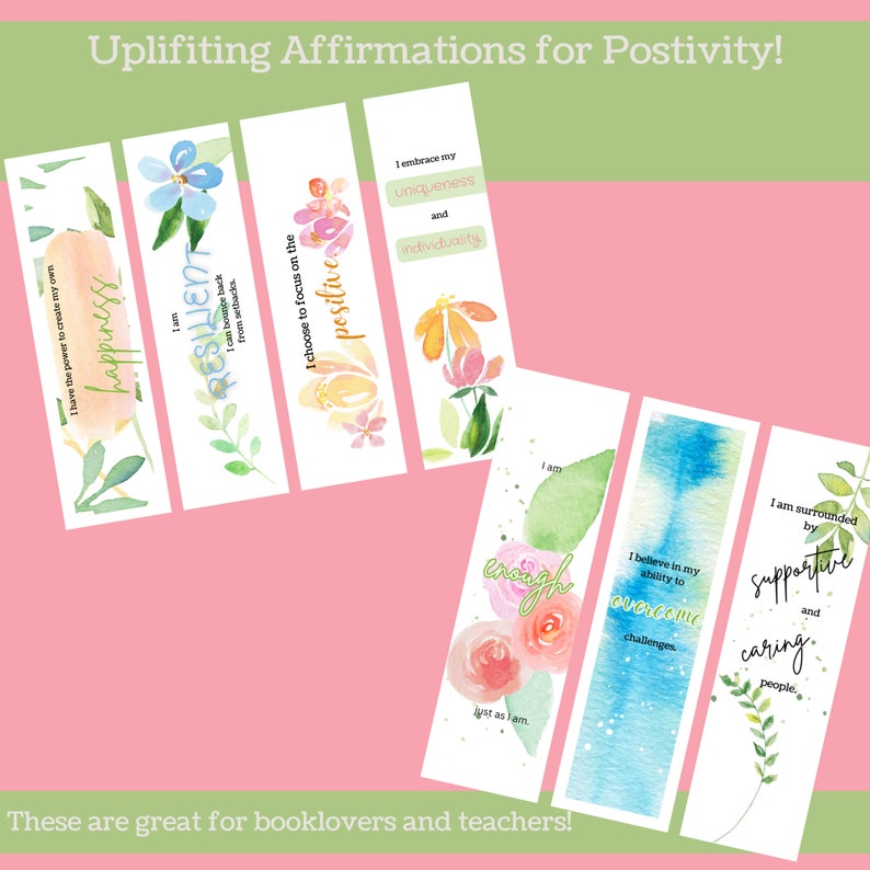 Affirmation Bookmarks, Printable Bookmark Set, Perfect Gift for ...