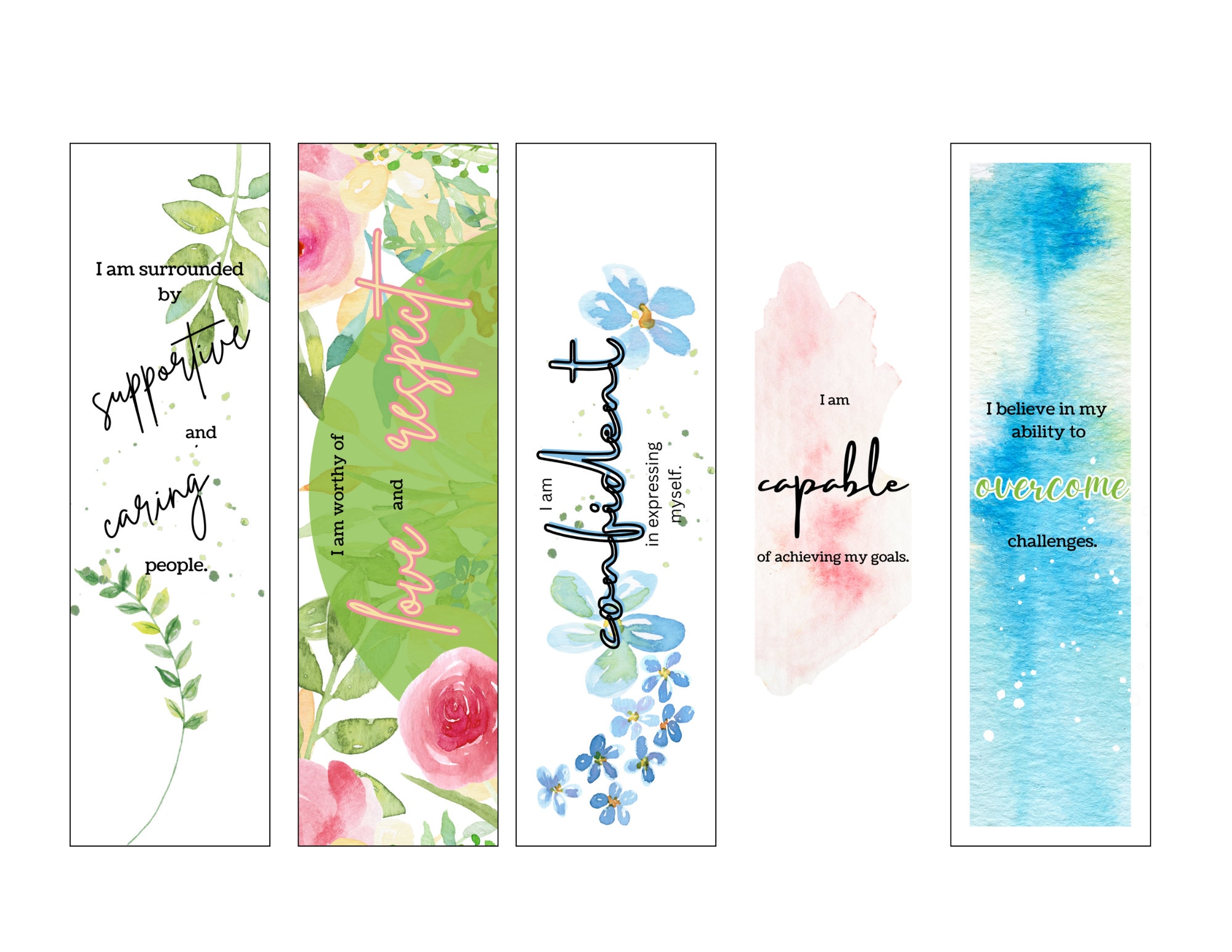 Affirmation Bookmarks, Printable Bookmarks, Perfect Gift for Bookworms ...
