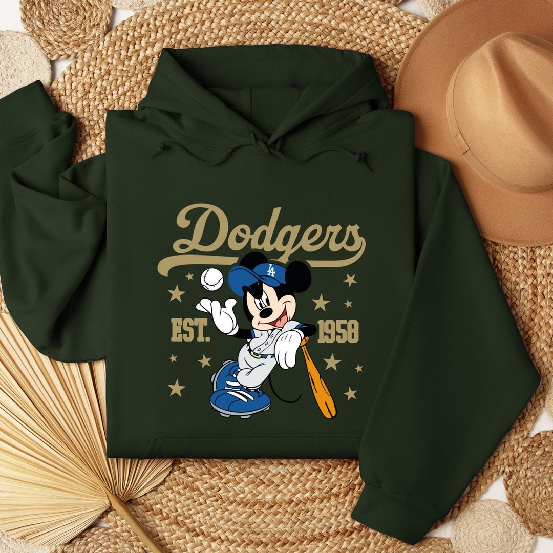 Mickey Mouse Dodgers 1958 Baseball Hoodie, Mickey Baseball Hoodie ...