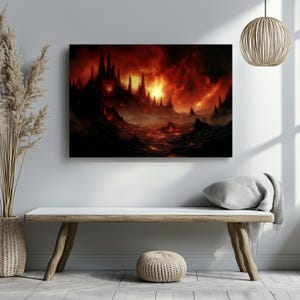 Hellish Fantasy Halloween Wall Decor Red Mount Doom Underworld ...