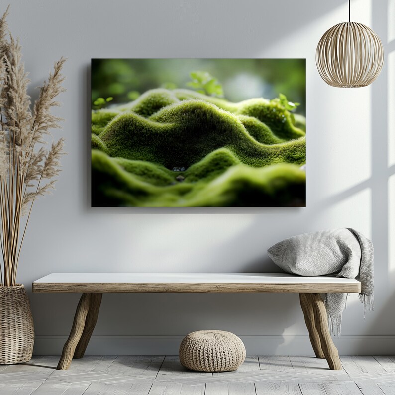 Parametric Moss Wall Art Painting for Living Room Canvas Wall for Wavy ...