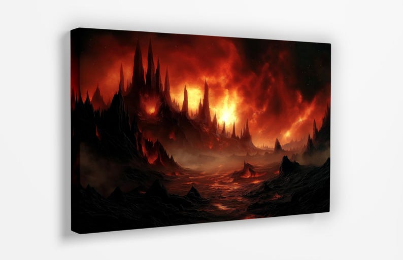 Hellish Fantasy Halloween Wall Decor Red Mount Doom Underworld ...